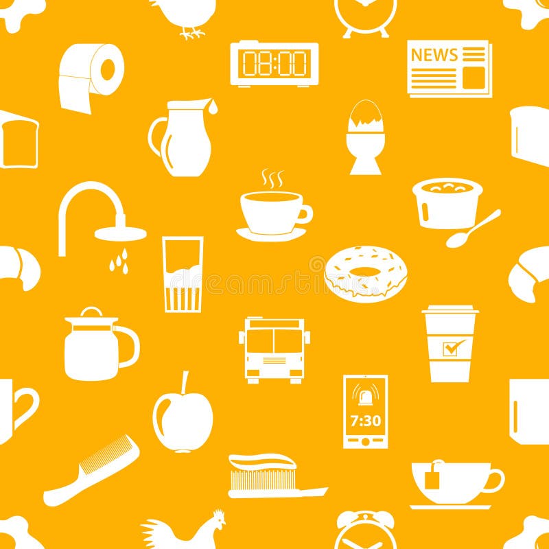 Morning Wake Up Theme Yellow Seamless Pattern Stock Vector ...