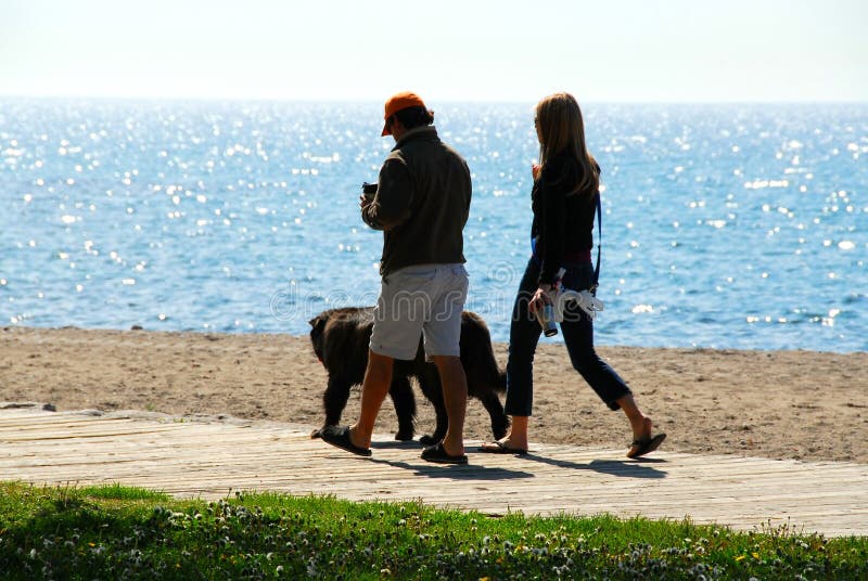 Morning walk stock image. Image of couple, boardwalk, coast - 946395