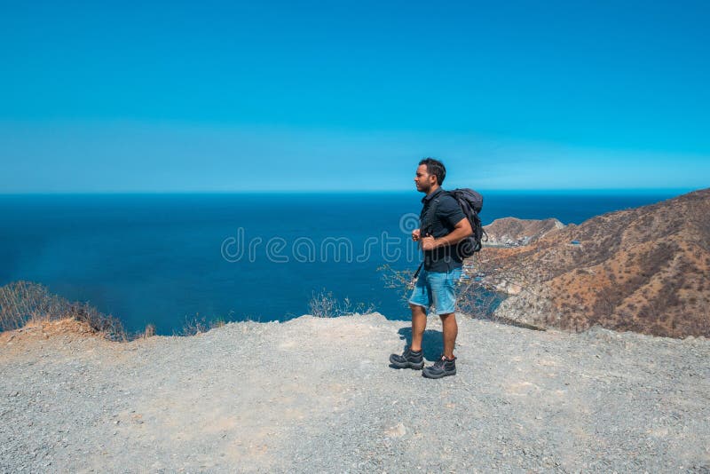 Morning Walking Man. Backpacker Concept Stock Photo - Image of freedom ...