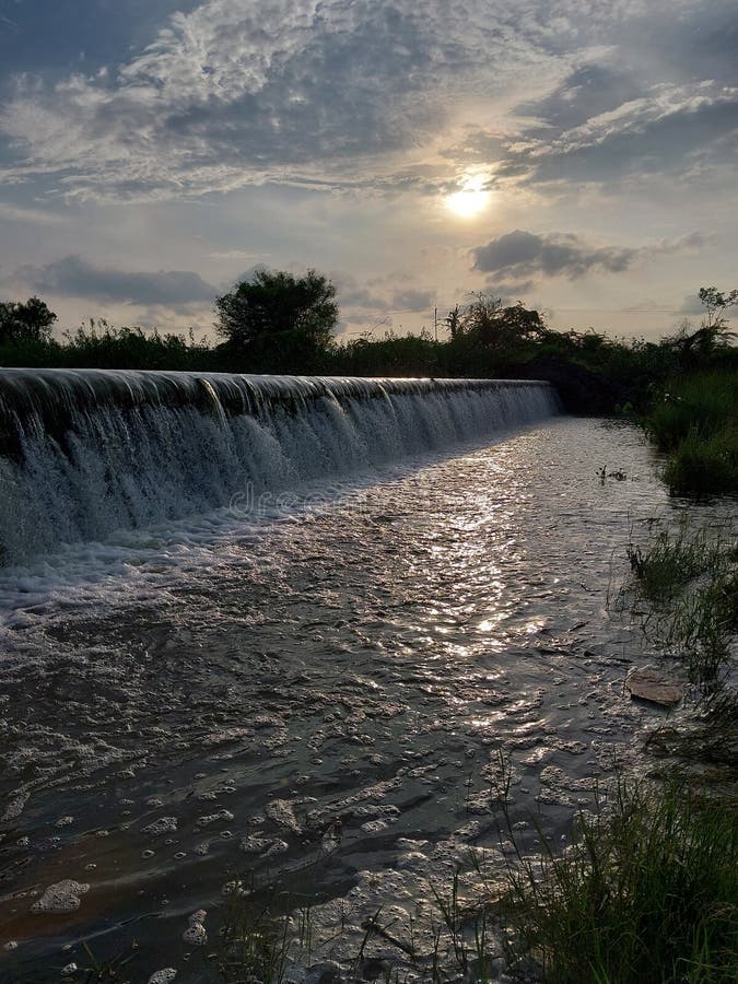 Morning Water falls stock image. Image of plant, wall - 259991385