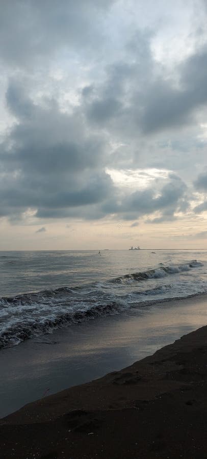 This Morning the Waves at Sigandu Beach are Quite Big Stock Image ...