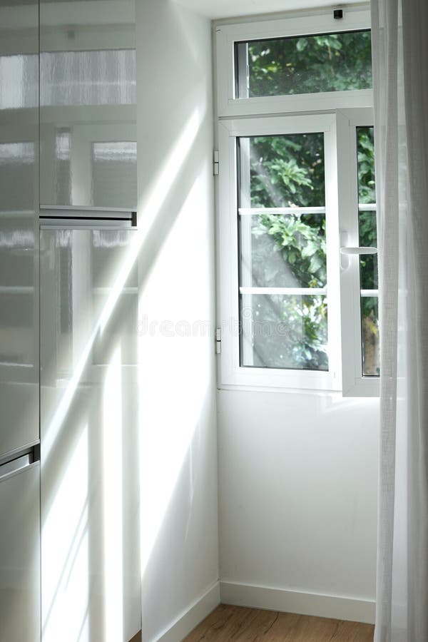 Morning White Room with Window with Sun Rays, Cozy Wibe Stock Image ...