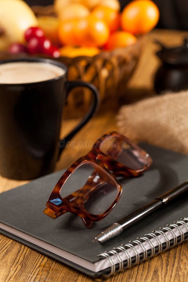 Morning work stock image. Image of reading, note, breakfast - 33264107