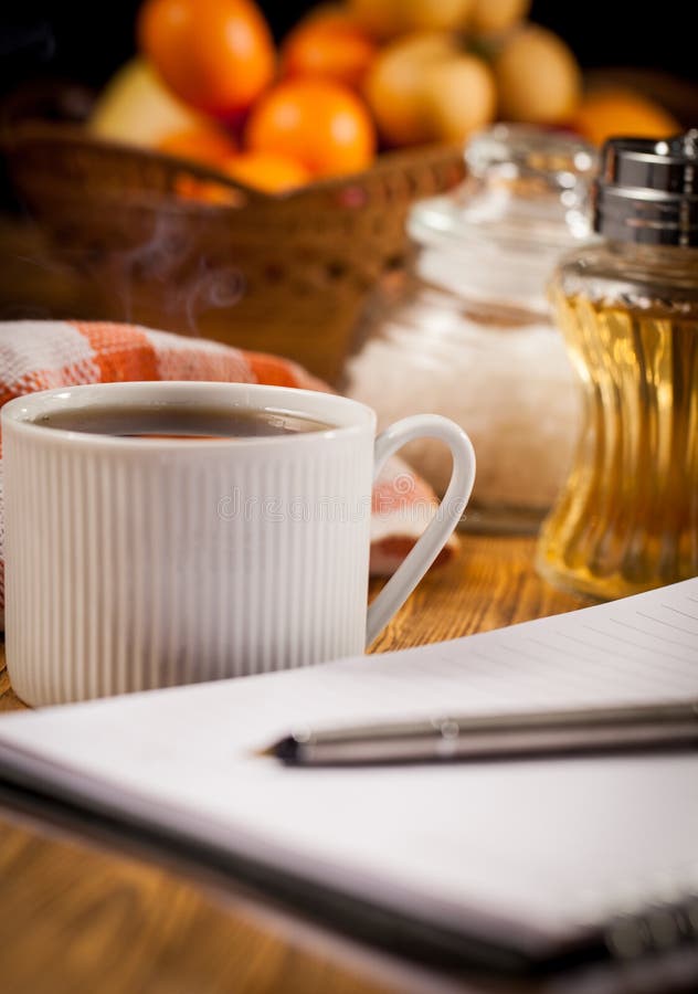 Morning work stock image. Image of breakfast, studying - 33264215
