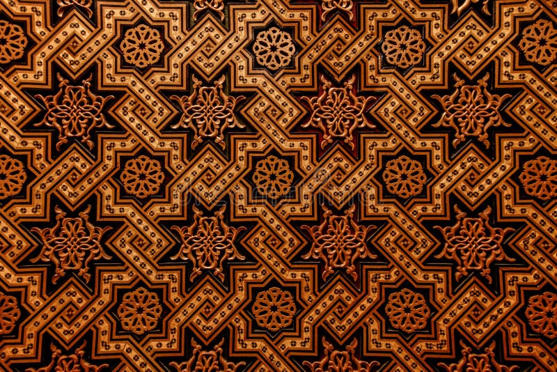 Moroccan Arabesque Carved Wood Wall Stock Image - Image of design, wood ...