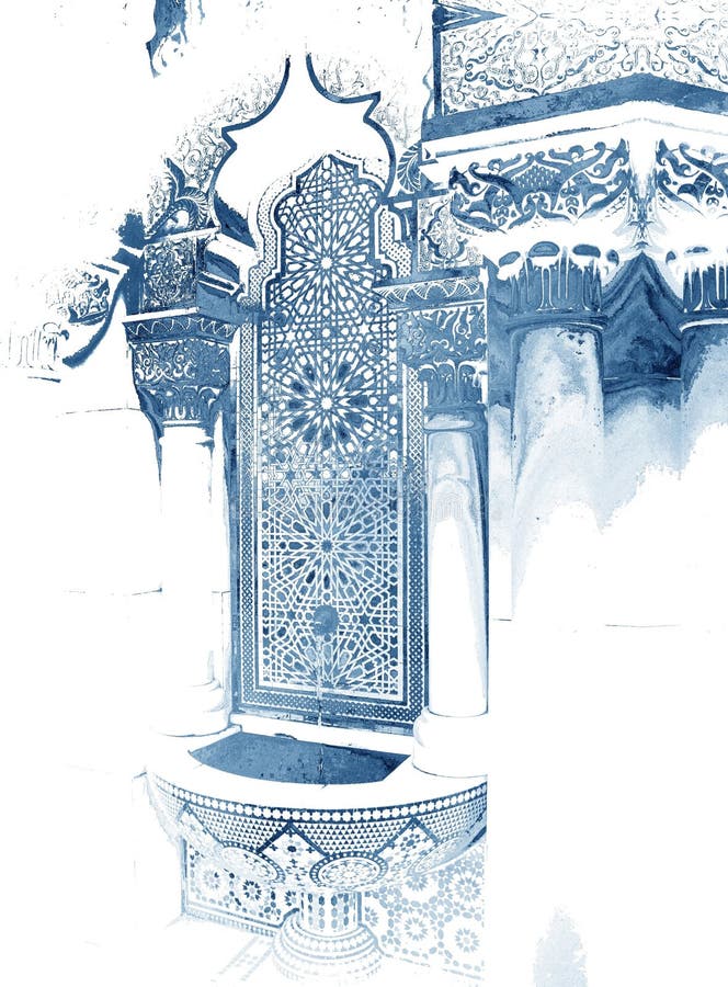 Moroccan Architecture Pattern Watercolour Art Islamic Art Arabic Art ...