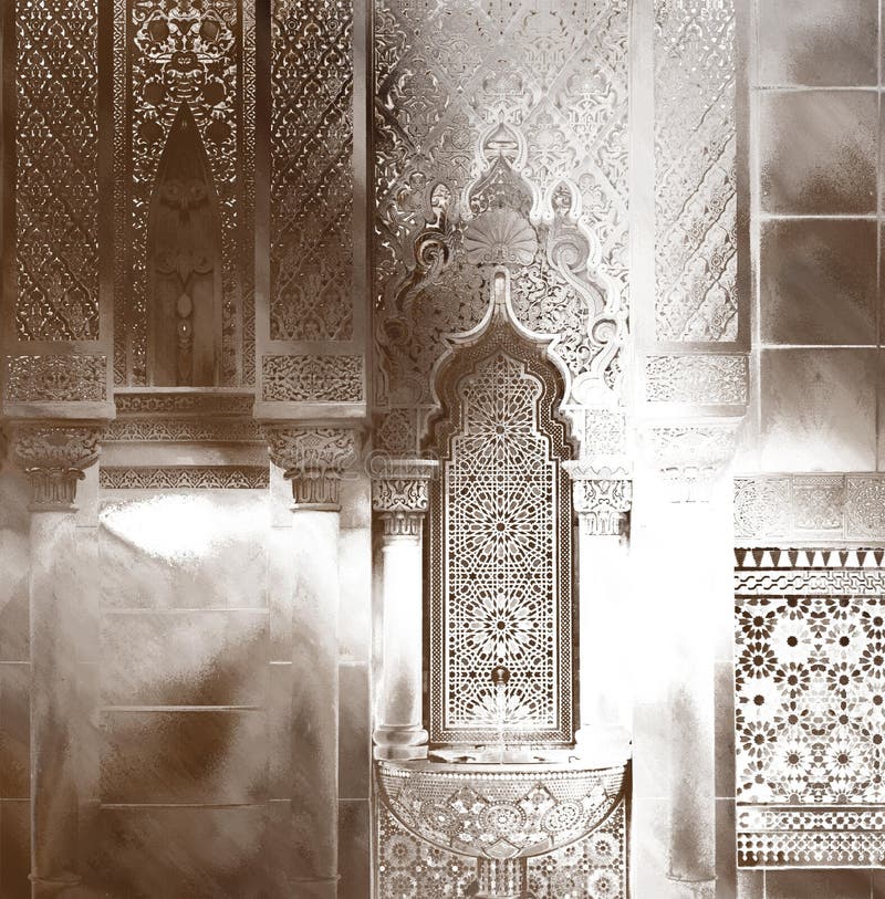 Moroccan Architecture Pattern Watercolour Art Islamic Art Arabic Art ...