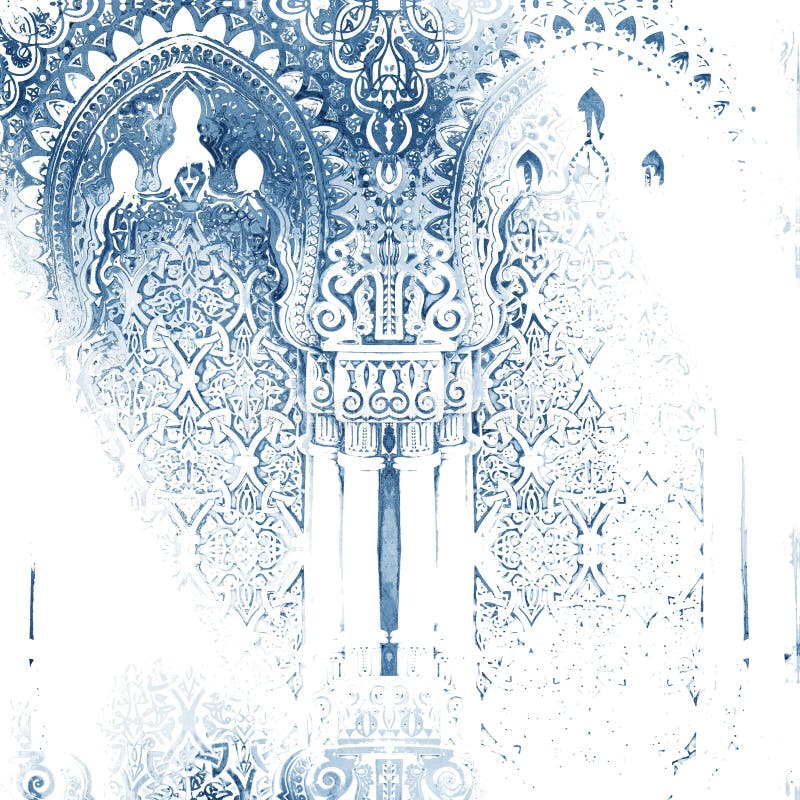 Moroccan Architecture Pattern Watercolour Art Islamic Art Arabic Art Morocco Stock Image - Image ...