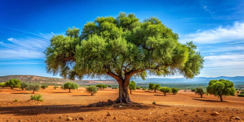 Moroccan Argan Tree in a Natural Landscape and a Forest of Argan Trees ...