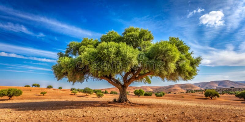 Moroccan Argan Tree in a Natural Landscape and a Forest of Argan Trees ...