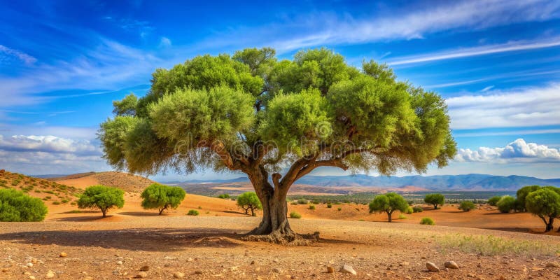 Moroccan Argan Tree in a Natural Landscape and a Forest of Argan Trees ...
