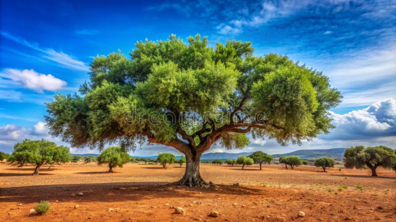 Moroccan Argan Tree in a Natural Landscape and a Forest of Argan Trees ...