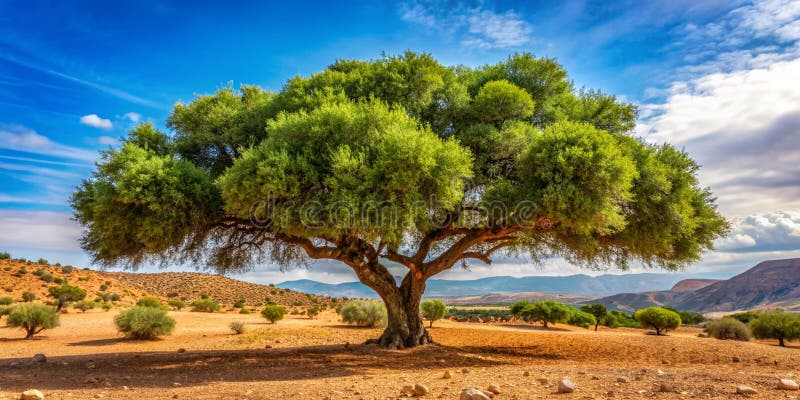 Moroccan Argan Tree in a Natural Landscape and a Forest of Argan Trees ...