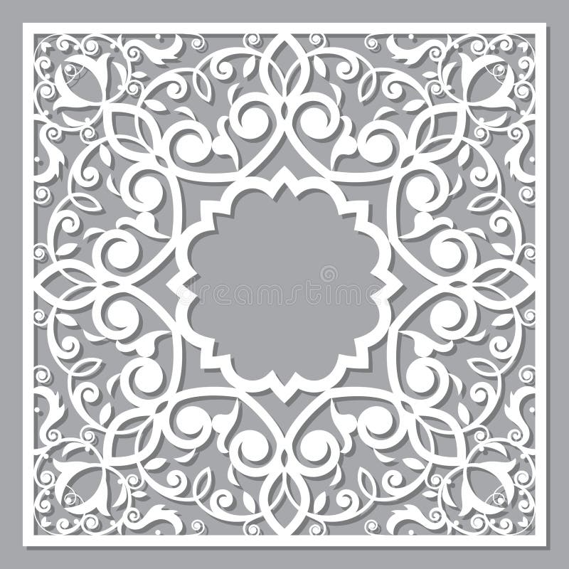 Traditional Moroccan Vector Wall Panel Design - Mandala in Floral Frame ...