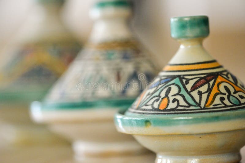Moroccan ceramic pots stock photo. Image of sale, arab - 185931258
