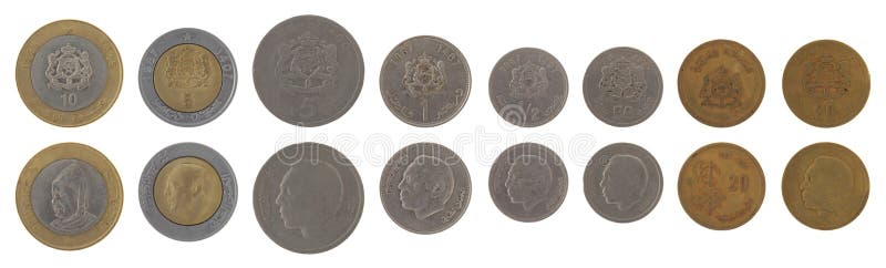 Moroccan Coins Isolated on White Stock Image - Image of arms, financial ...