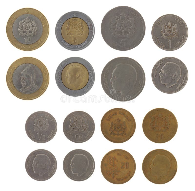 Moroccan Coins Isolated on White Stock Image - Image of money, dirham ...