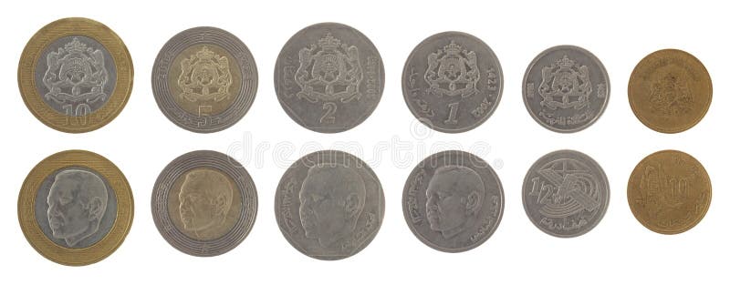 Moroccan Coins Isolated on White Stock Photo - Image of modern ...