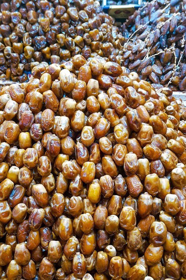 Moroccan Dates Piled on a Plate for Selling. Stock Photo - Image of ...
