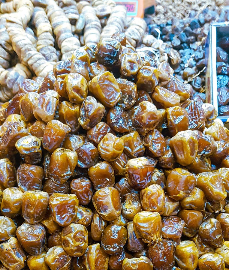Moroccan Dates Piled on a Plate for Selling. Stock Photo - Image of ...