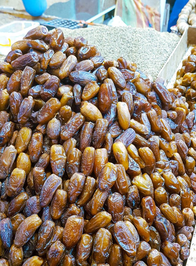 Moroccan Dates Piled on a Plate for Selling. Stock Image - Image of ...