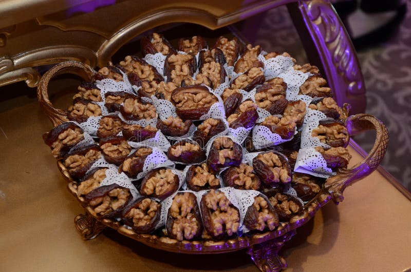 Moroccan Dates Stuffed with Walnuts. Present at the Wedding for Guests ...