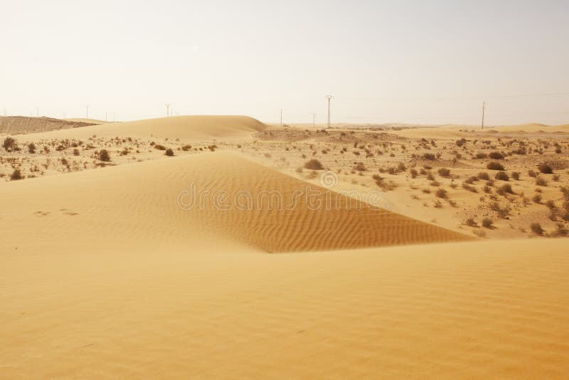 Moroccan Desert Landscape with Blue Sky. View of Desert Dunes at Sunset ...