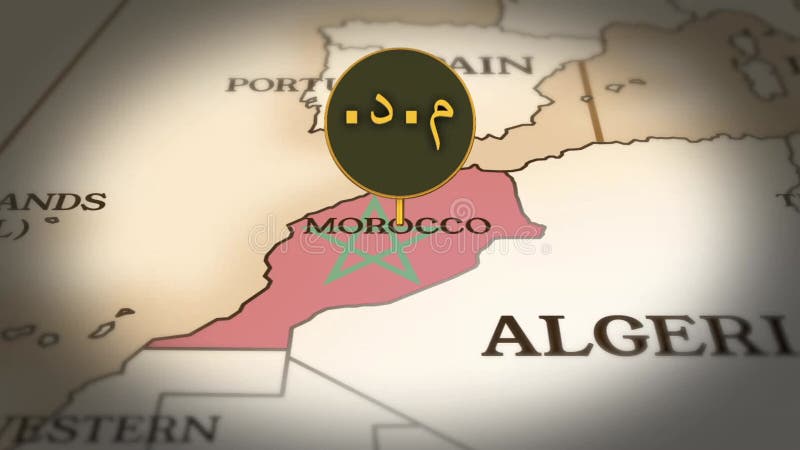 Moroccan Dirham Currency Sign Showing on World Map with 3D Rendering ...