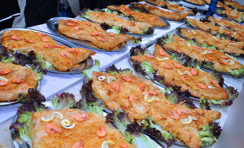 Moroccan Fish Pastilla. Pie Stuffed with Fish and Shrimp Served at ...