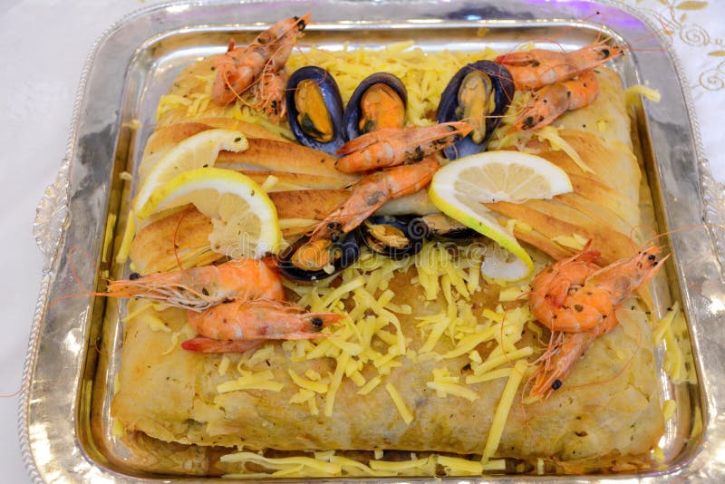 Moroccan Fish Pie. Moroccan Seafood Bastilla Recipe Stock Image - Image ...