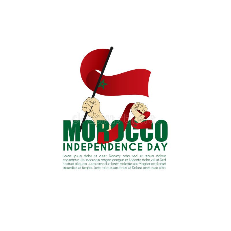 Moroccan Flag Standing on White Background , Hand Illustration Waving ...