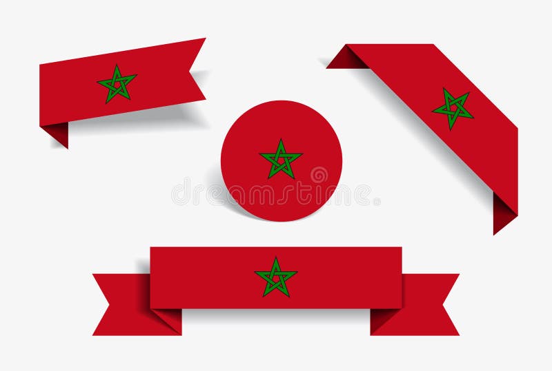 Moroccan Flag Stickers and Labels. Vector Illustration. Stock Vector ...