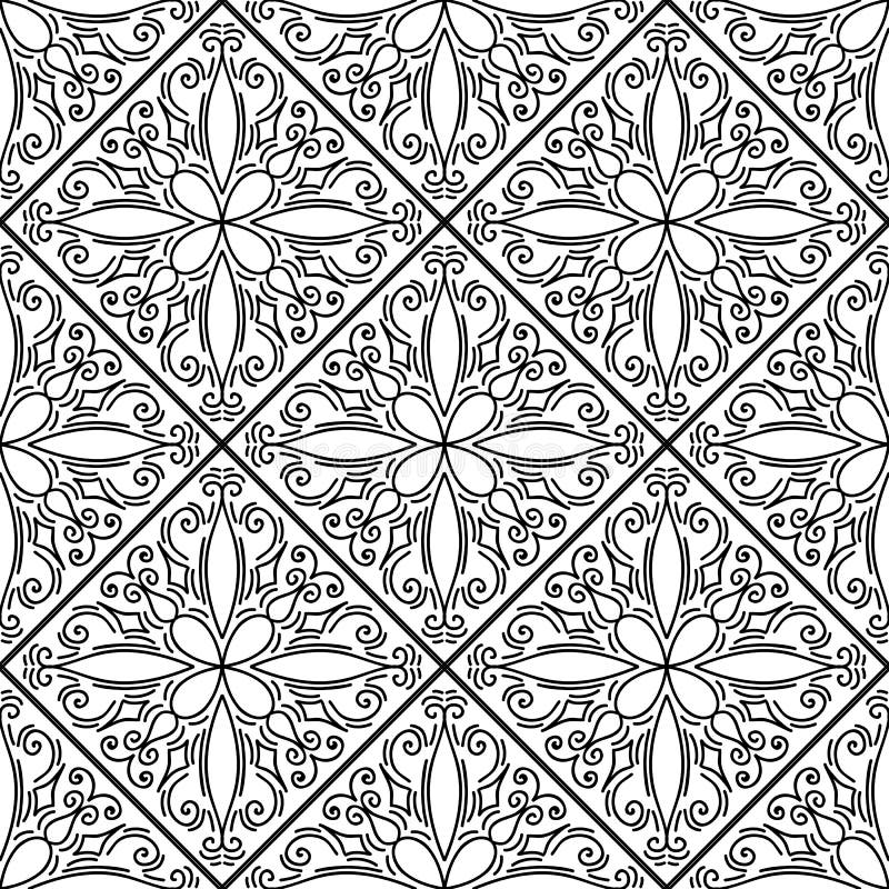 Moroccan Floral Monochrome Seamless Ornament. Stock Vector ...