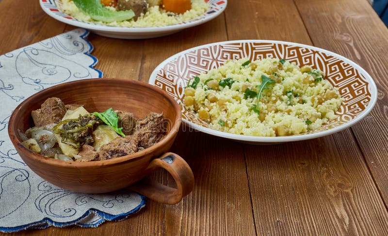 Goat Tagine with Toasted Nut Couscous Stock Photo - Image of ceramic ...