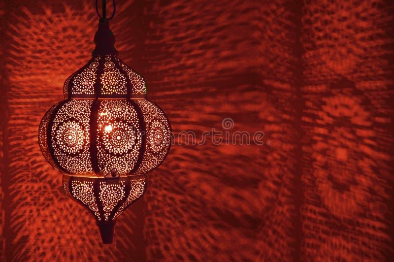 Moroccan Lamp with Blue Reflected Pattern Stock Image - Image of ...