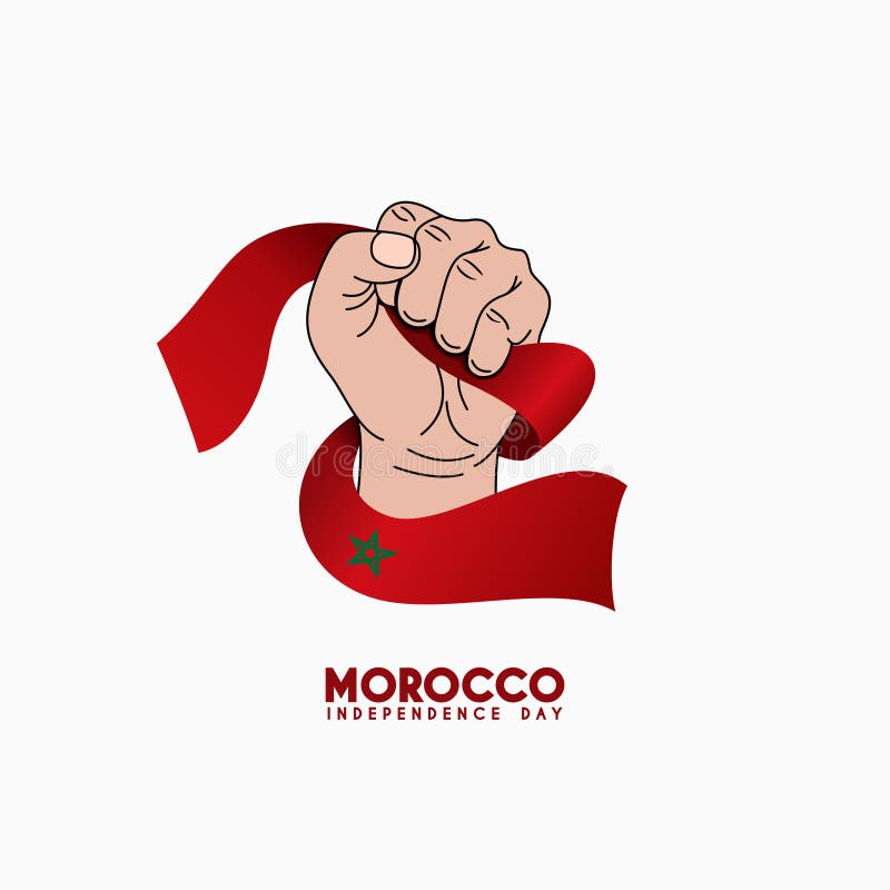 Moroccan Independence Day, Illustration of Hand Holding Moroccan Flag ...