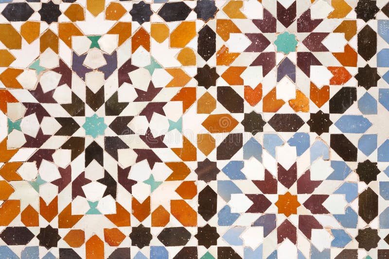 Moroccan Islamic Mosaic Tiles in Marrakesh, Morocco Stock Image - Image ...