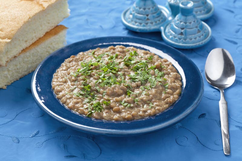 Moroccan Lentil Salad and Bread Stock Image - Image of bread ...