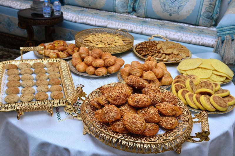Moroccan Pastries and Sweets. Traditional Moroccan Breakfast. Stock ...