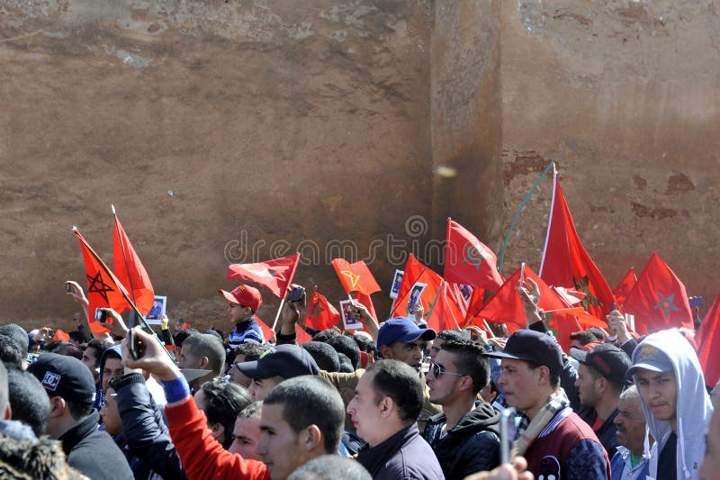 The Moroccan People Participate in Demonstrations Demanding the ...