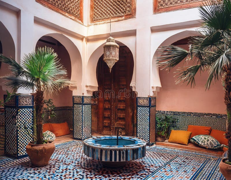 Moroccan Riad with Traditional Courtyard Stock Photo - Image of design ...