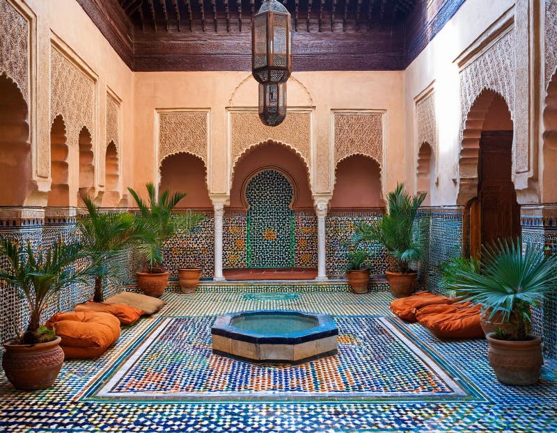 Moroccan Riad with Traditional Courtyard Stock Image - Image of ...