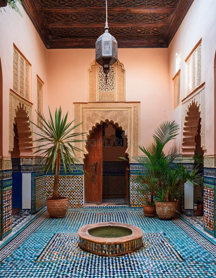 Moroccan Riad with Traditional Courtyard Stock Image - Image of premium ...