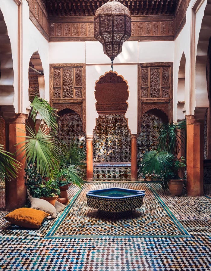 Moroccan Riad with Traditional Courtyard Stock Image - Image of ...