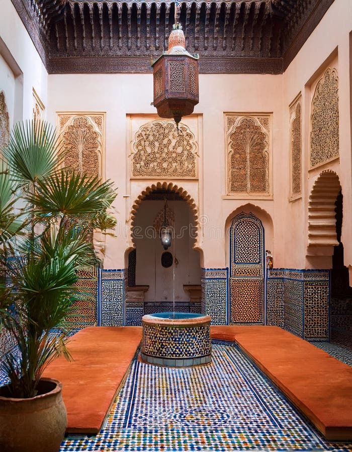 Moroccan Riad with Traditional Courtyard Stock Photo - Image of style ...