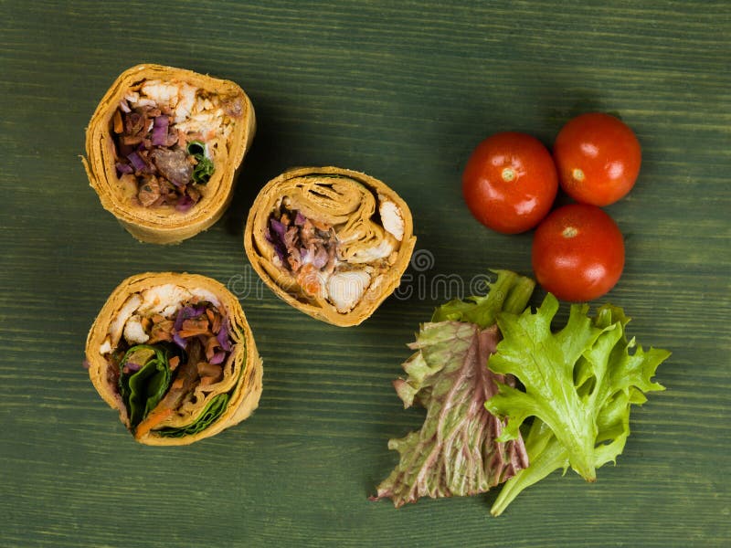 Moroccan Style Chicken Wrap Stock Photo - Image of text, snack: 85099468