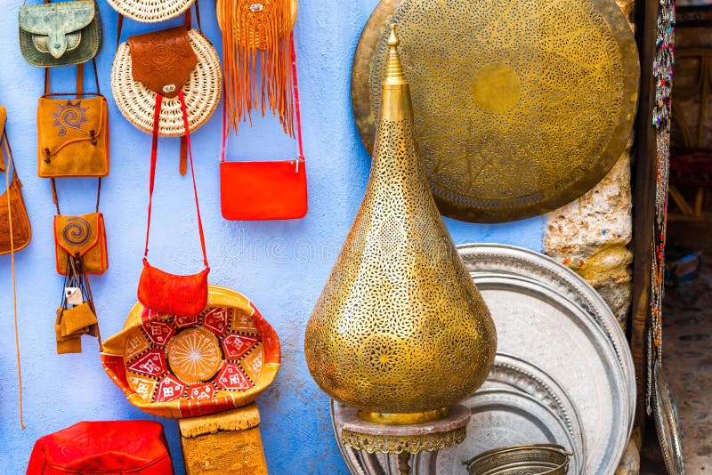 Moroccan-style Cookware in the Store, Chefchaouen, Morocco Stock Photo ...