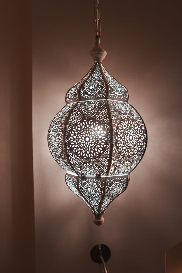 Moroccan Style Lantern with Geometric and Floral Patterns Stock Photo ...