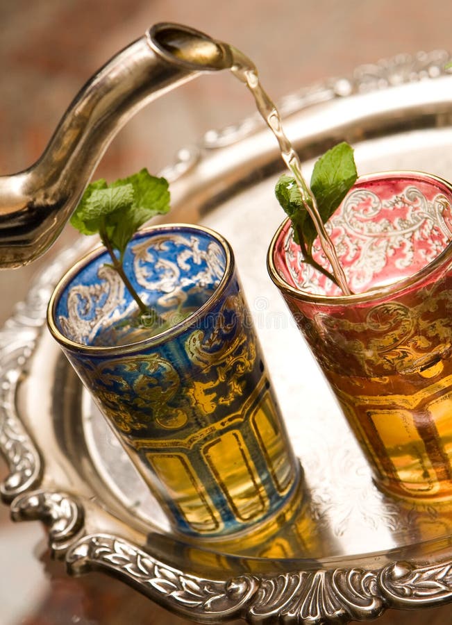 Moroccan Tea cups stock image. Image of leaf, ethnic, copper - 7064631