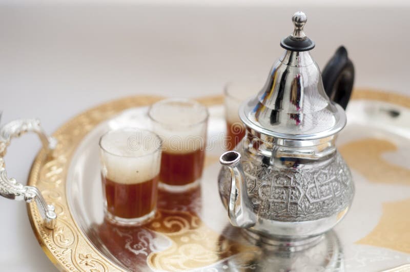 Moroccan tea service stock photo. Image of arabic, pewter - 22070882
